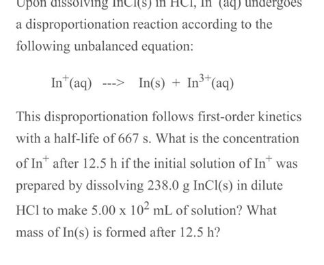 Solved A Disproportionation Reaction According To The