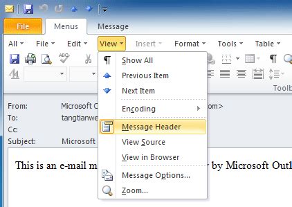 Where Is Message Header In Outlook And