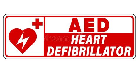 Aed Automated External Heart Defibrillator Sign With Symbol And Text