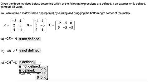 solved given the three matrices below determine which of