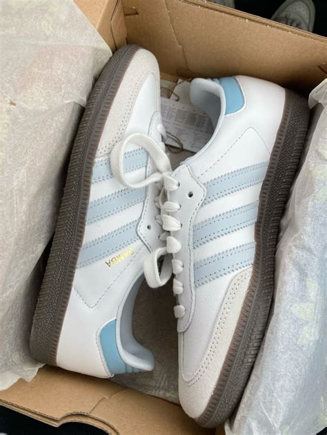 Light Blue Sambas🩵🪬 Trendy Shoes Sneakers Swag Shoes Pretty Shoes Sneakers