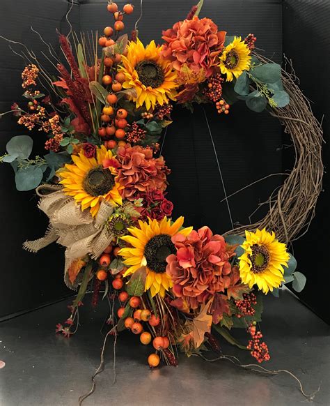 Large Autumn Sunflower Wreath By Andrea Fall Decor Wreaths Wreaths