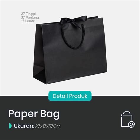 Jual All Size Paper Bag Hitam Polos Semua Ukuran Papper Bag Tali Kertas Packing Souvenir