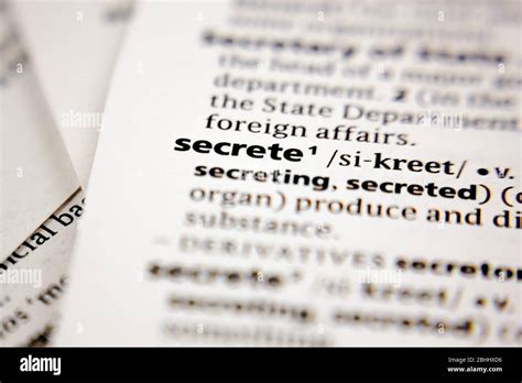 Word Or Phrase Secrete In A Dictionary Stock Photo Alamy