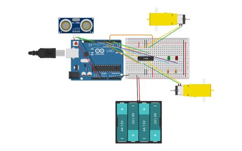 Circuit Design Puente H Con Sensor De Distancia Tinkercad