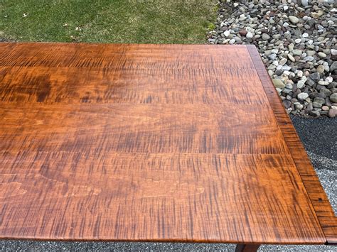 8ft Tiger Maple Wood Dining Table And Two Extensions