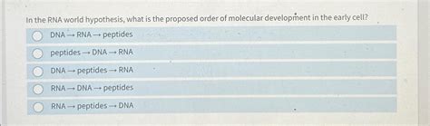 Solved In The Rna World Hypothesis What Is The Proposed