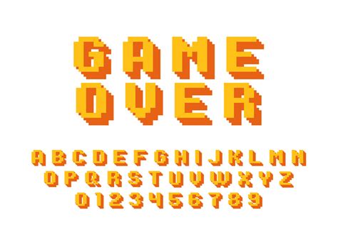 Pixel Game Font Bit Graphic S English Language Retro Square Alph