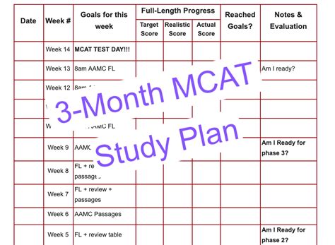 Mcat Calendar Template