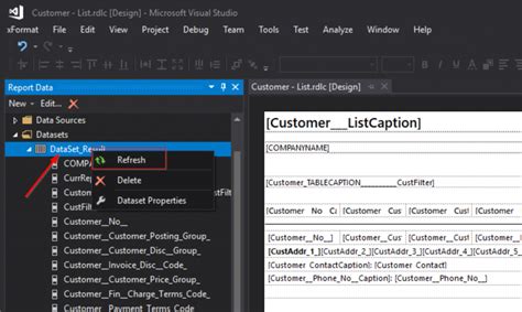 Refreshing RDLC Dataset In Visual Studio Business Central Deep Dive