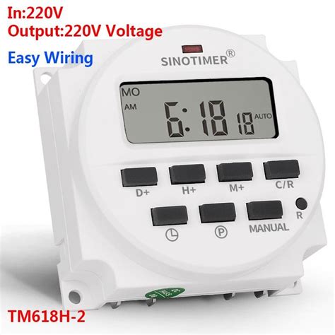 TM618H 2 220V AC Digital Timer Switch Output 220V Voltage Easy Wiring 7 Days Programmable Time