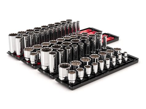 78 Piece 1 2 Inch Drive 12 Point Socket Set With Rails Tekton