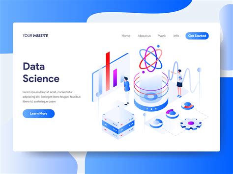Landing Page Template Of Data Science Isometric Illustration Concept Isometric Flat Design