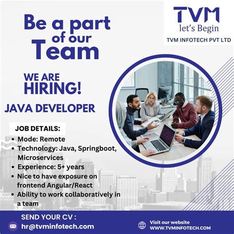 hiring javadeveloper seniorjavadeveloper springboot microservices… tvm infotech pvt ltd