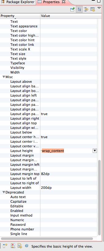 Android Widgets Properties Popups Not Showing In Eclipse On Mac Os Lion Stack Overflow