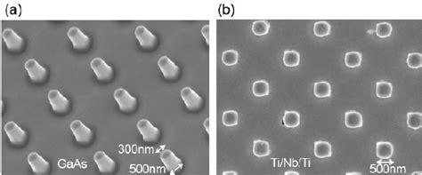 A Sem Observation Of Fabricated Gaas Based Nanopillar Array B Sem Download Scientific