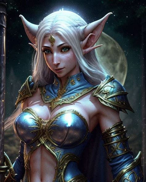 Ai Art Generator Beautiful Female Elf Moon Priestess Elf Warrior In