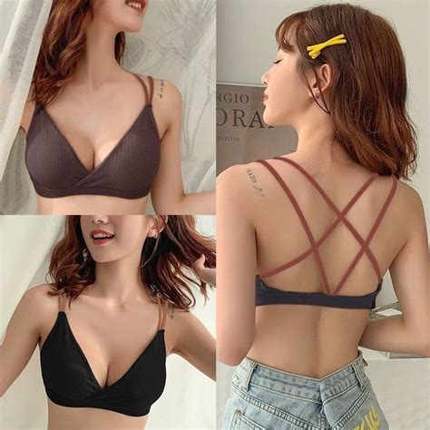 wpf push up sexy cross strap wrapped cotton bra underwear 309 shopee