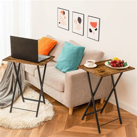 Folding Tv Tray Tables Set Of 2 Side Table For Small
