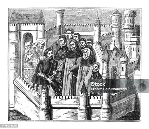 리처드 2세의 만남 잉글랜드 왕 빈티지 새겨진 일러스트 사람들에 대한 스톡 벡터 아트 및 기타 이미지 Istock