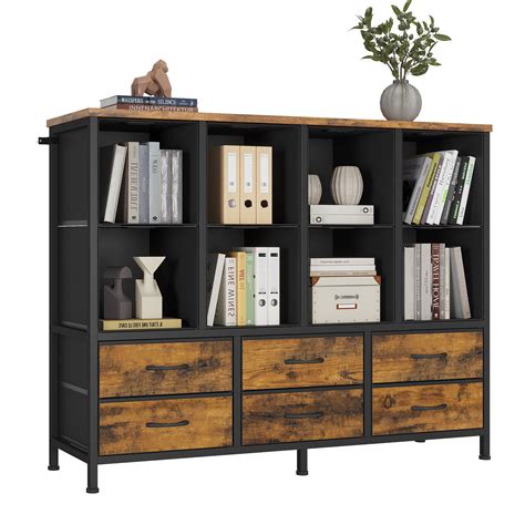 Rebrilliant 8 Cube Storage Bookcase With 6 Fabric Drawers Diy Cube Fabric Storage Organizer 4