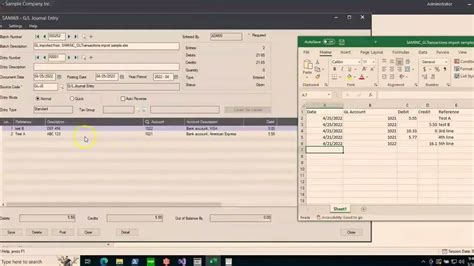 Import Excel File To Sage 300 General Ledger Gl Journal Entries Youtube