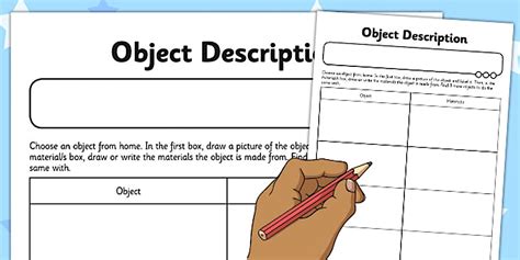 Object Description Worksheet Worksheet Twinkl