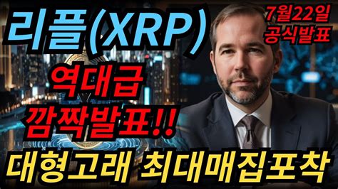 리플코인 전망 7월22일 공식발표 역대급 깜짝발표 대형고래 최대매집포착 리플 리플코인 리플코인 전망 리플 Xrp