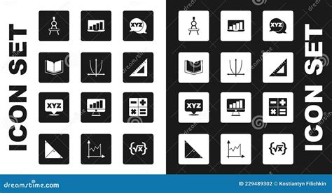 Set Xyz Coordinate System Graph Schedule Chart Diagram Open Book Drawing Compass