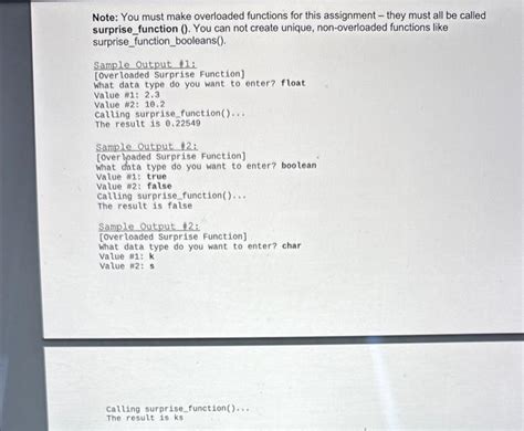 Solved Assignment 6c Overioaded Functions When We Create