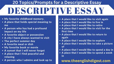How To Write A Descriptive Essay The English Digest