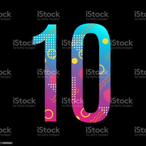 현대 추상 번호입니다 추상적 인 배경 다채로운 숫자 10 기념일 생일 인사말 카드 포스터 및 배너 디자인 요소 벡터 그림입니다 0명에 대한 스톡 벡터 아트 및 기타 이미지