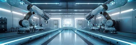 A Clean Modern And Efficient Manufacturing Facility With Robotic Arms And Automated Systems