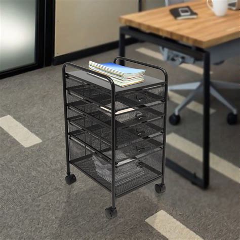 Miumaeov Metal Rolling File Carts With Wheels Rolling File Cart With Drawers Free Standing File