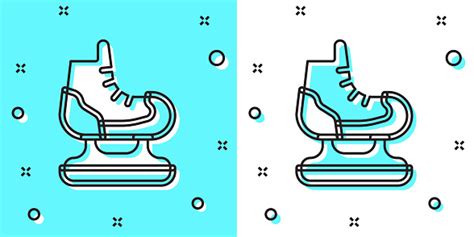 녹색과 흰색 배경에 격리 된 검은 줄 스케이트 아이콘 아이스 스케이트 신발 아이콘 블레이드가 있는 스포츠 부츠 임의동적 모양 벡터 가능성에 대한 스톡 벡터 아트 및 기타