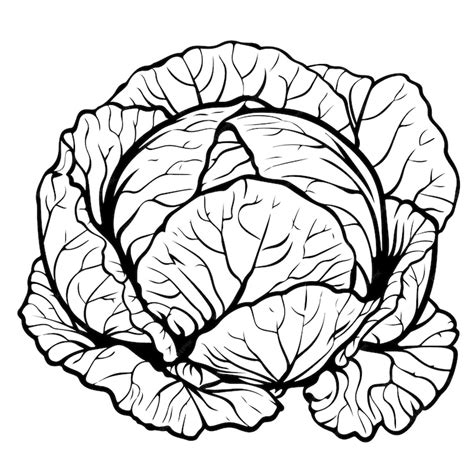 Premium Vector Black And White Cartoon Sketched Outline Art Of Cabbage