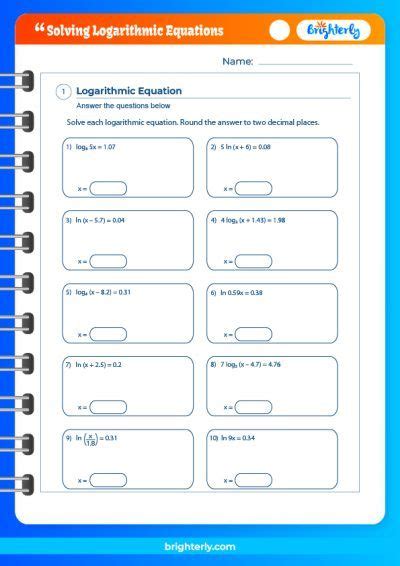 Solving Logarithmic Equations Worksheets [pdfs]