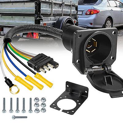 4 Flat To 7 Way Blade Trailer Tow Rv 4 Way Plug Connector Adapter W