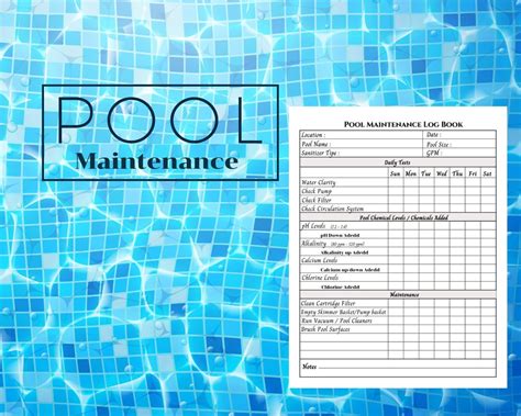 Pool Maintenance Printable Maintenance Checklist Record Your Daily
