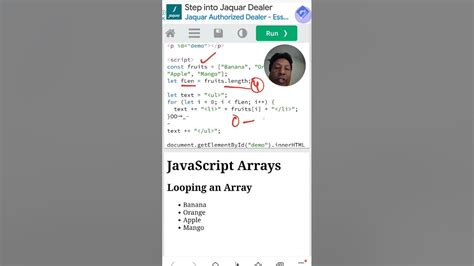 Access Elements Of Array And Show In Html As List Using For Loop Javascript