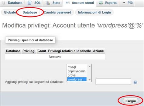 come creare un utente su phpmyadmin oggi è un altro post