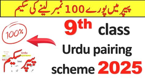 9th Class Pairing Scheme 2025 9th Class Urdu Paper Pattern 2025 Pairingscheme Paperpattern