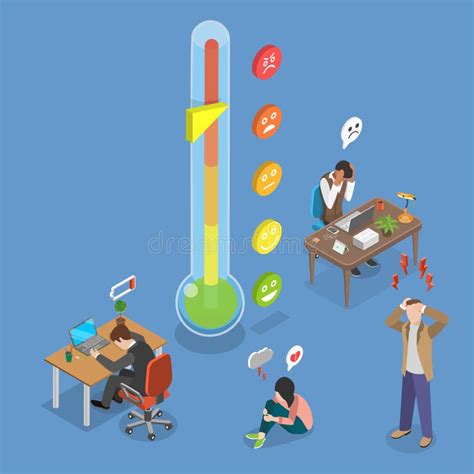 3d Isometric Flat Vector Illustration Of Stress Level Scale Stock