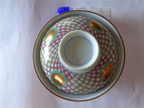 Yahooオークション 蓋付丼 金窓 緑と紫繋ぎ 手書 古い釉薬 2個 倹