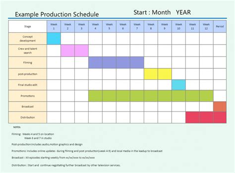 Pre Production Schedule Template