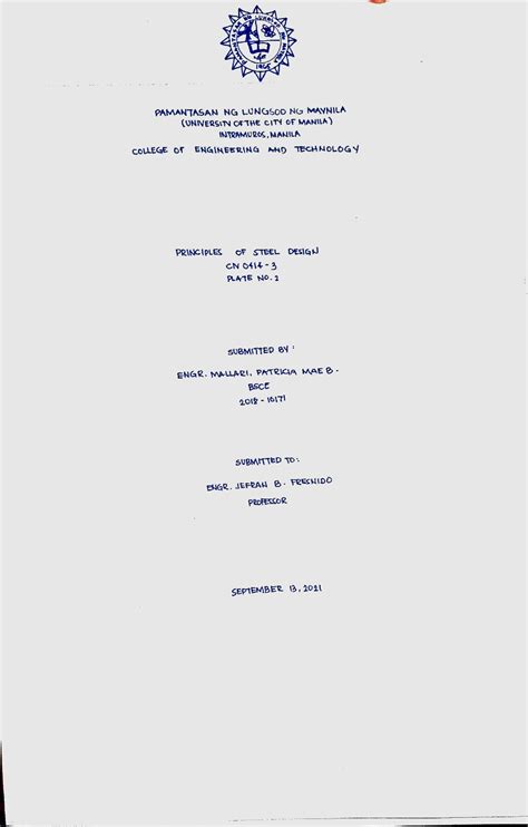 SOLUTION Principles Of Steel Design Studypool