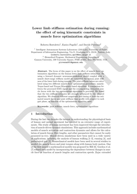 Pdf Lower Limb Stiffness Estimation During Running The Effect Of