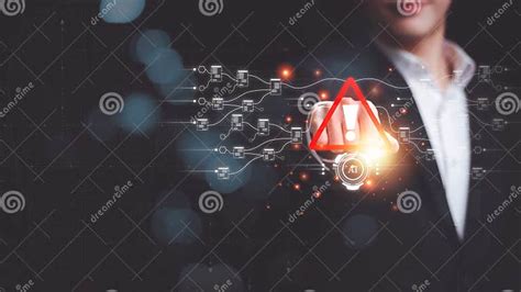 Programmer And Virtual Icons Exclamation Mark Alarm Computer Virus Detected Danger Warning