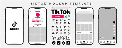 Tiktok Mobile Application Interface Mockup Template With Profile Screen