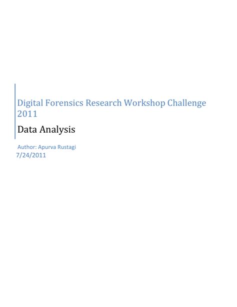 Dfrws 2011 Data Analysis Digital Forensics Challenge